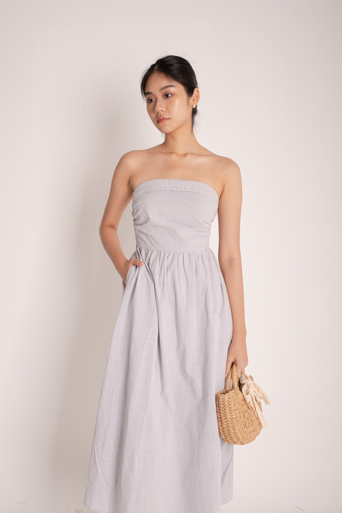 Milaya Linen Tube Dress in Seafoam
