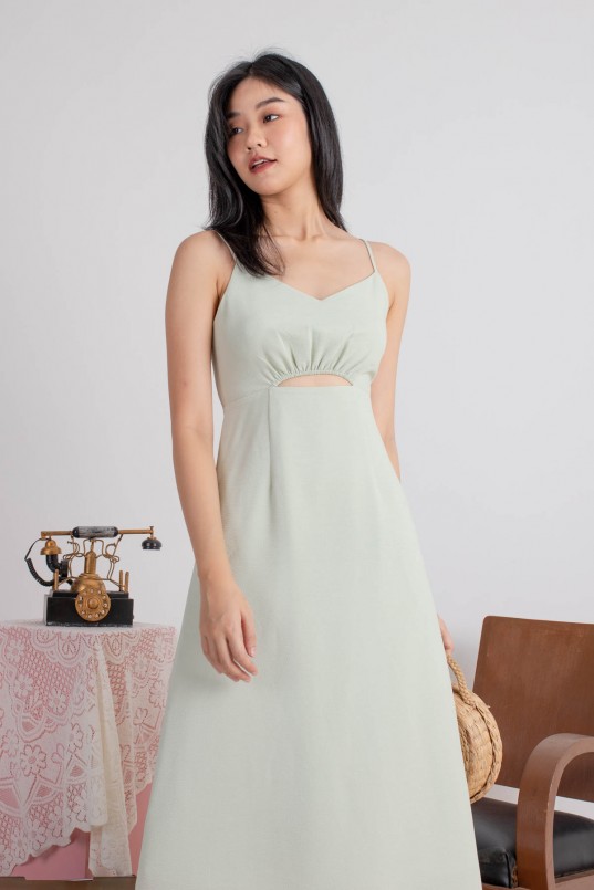 Varice V-Neck Cut-Out Dress in Sage (MY)