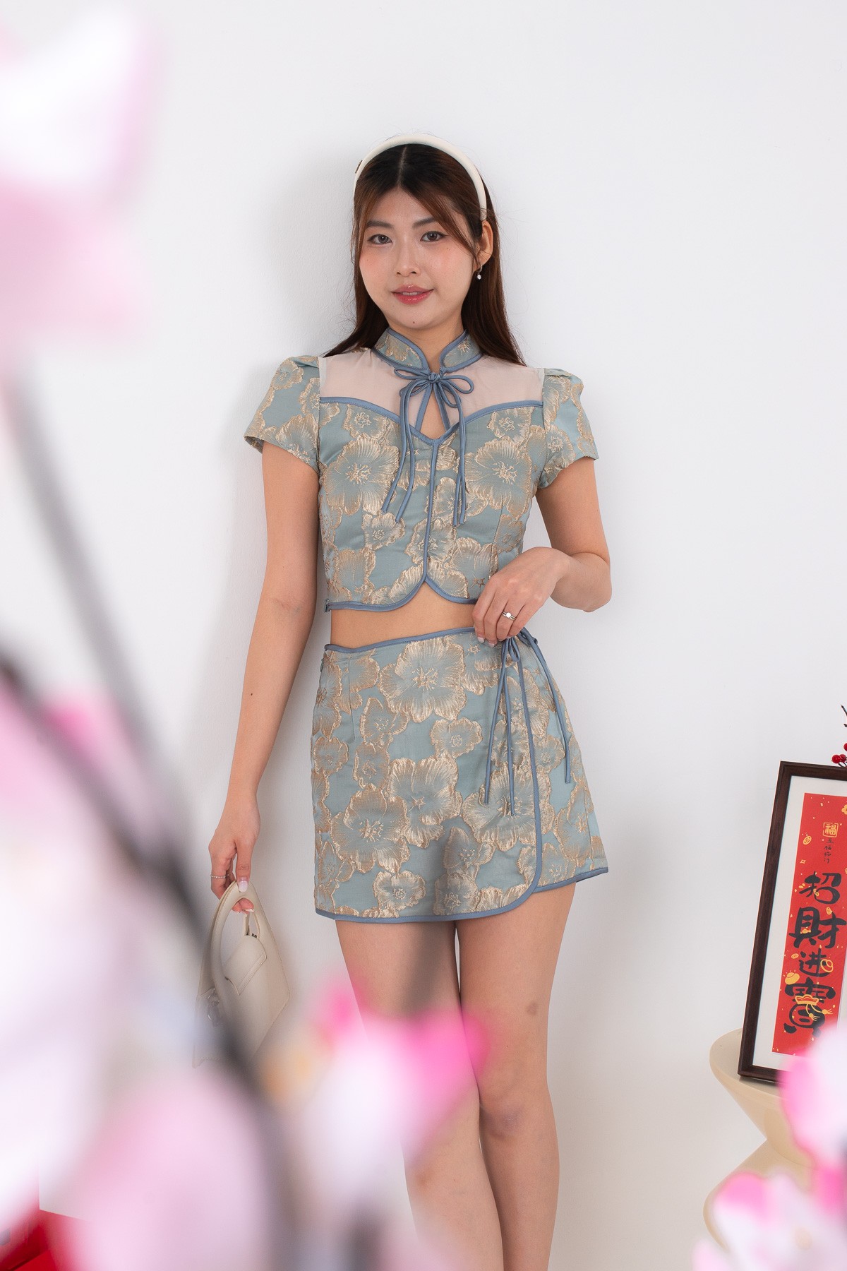 Leon Brocade Cheongsam Top in Jade