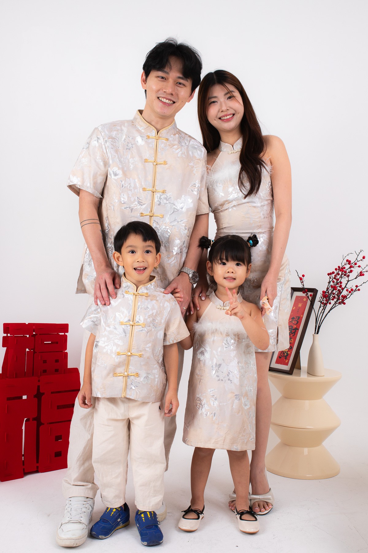 Affinity Cheongsam Mini Dress in Champagne