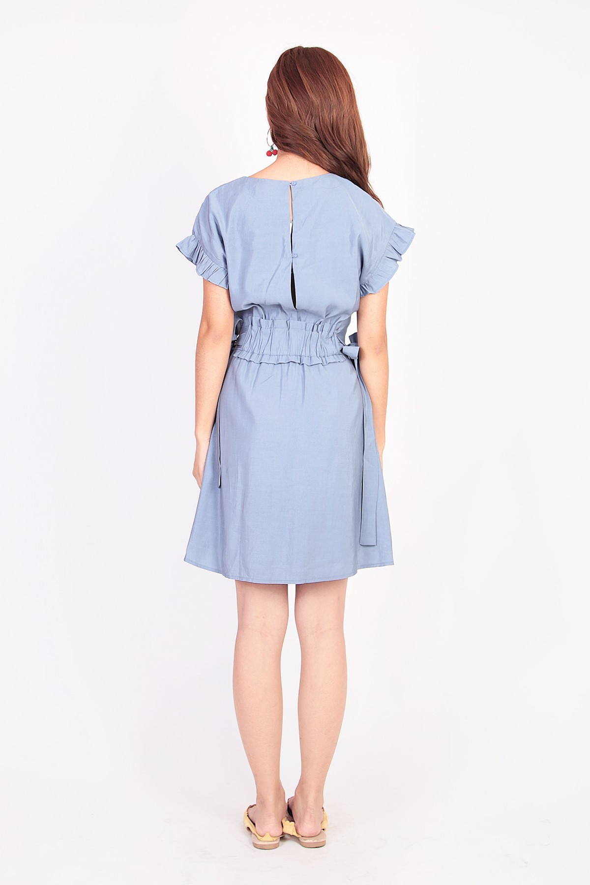 Rena Ruffle Dress in Periwinkle Blue