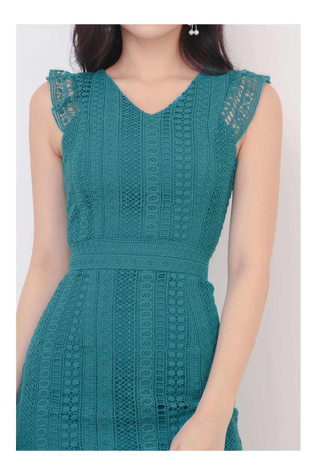 Raine Crochet Dress in Teal