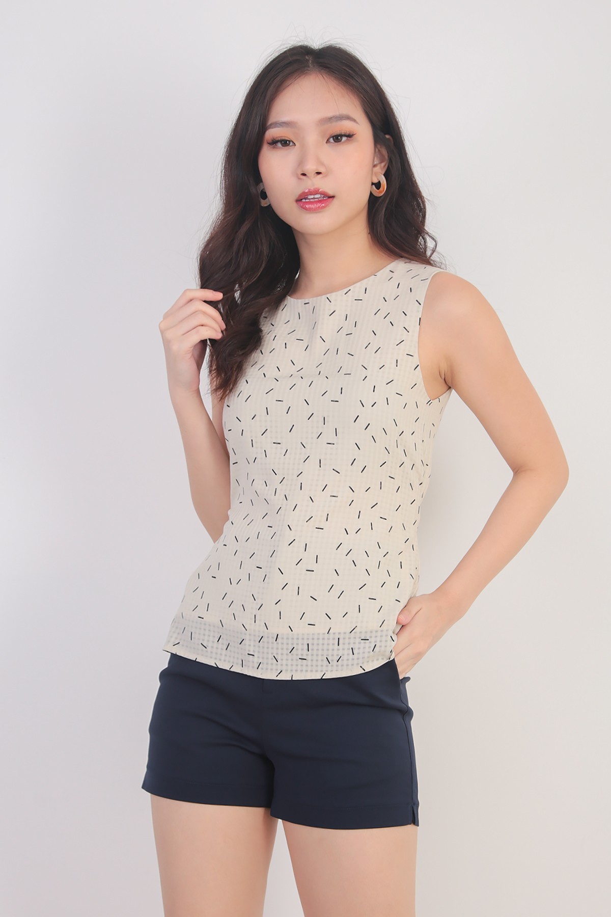Raileen Printed Top in Cream
