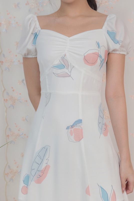 Gemira Floral Midi Dress in White