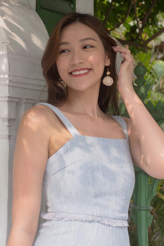 Reyta Tweed Dress in Blue