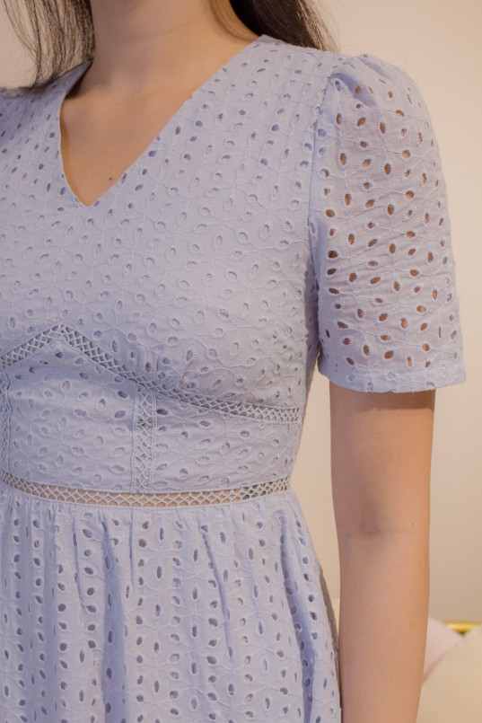 Ferya Eyelet Dress in Blue