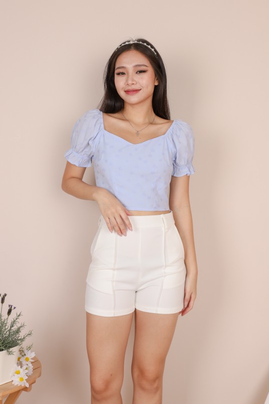 Sebelle Embossed Top in Blue