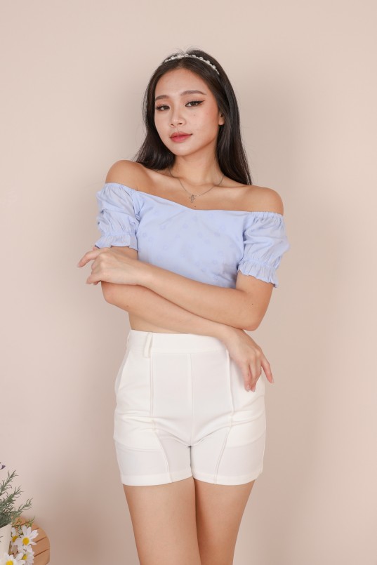 Sebelle Embossed Top in Blue