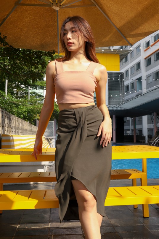 Burlette Overlap Skirt in Olive