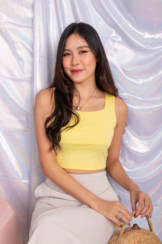 Nathan Square-Neck Basic Top in Yellow