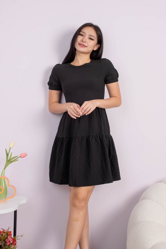 RESTOCK: Tyrene Tiered Dress in Black