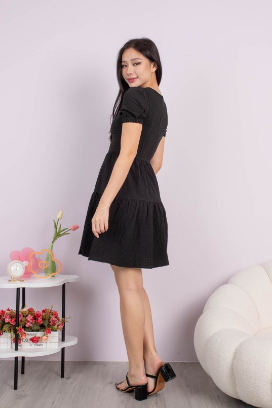 RESTOCK: Tyrene Tiered Dress in Black