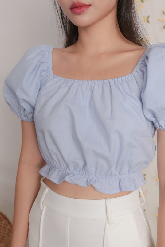 RESTOCK: Koen Puff Crop Top in Blue