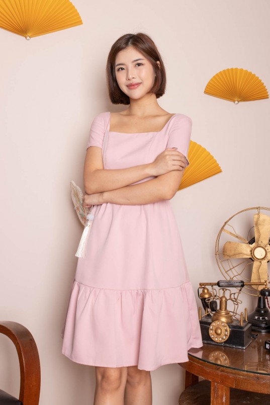 Brigetta Tiered Dress in Pink