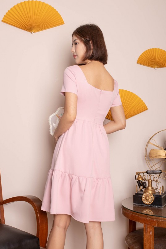 Brigetta Tiered Dress in Pink