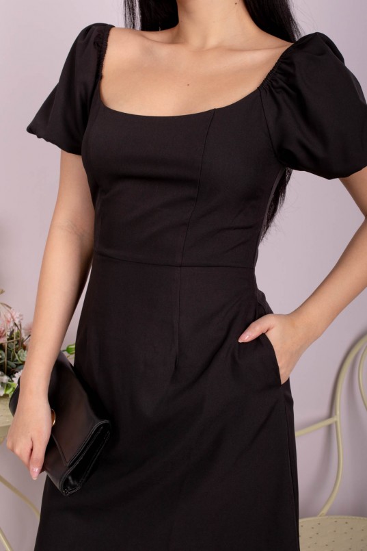 Ellenora Puff Dress in Black
