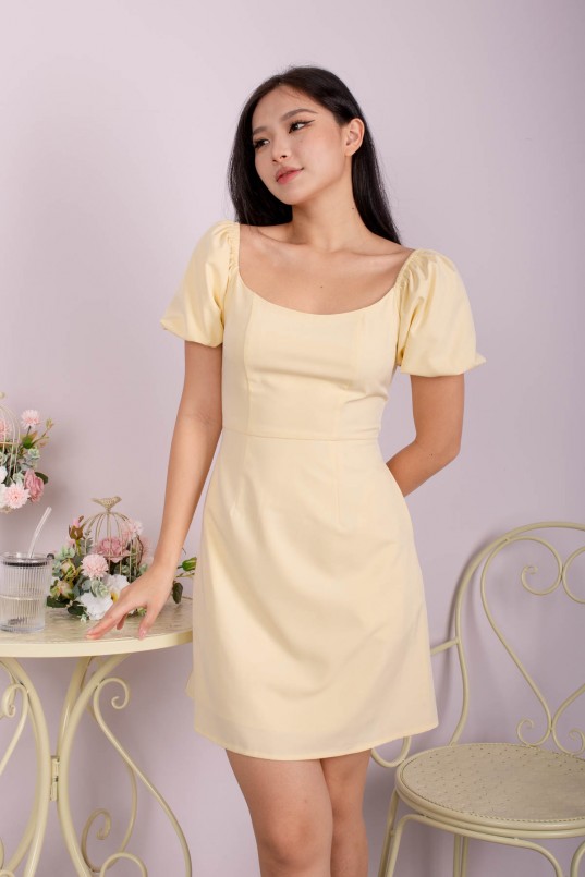 Ellenora Puff Dress in Yellow
