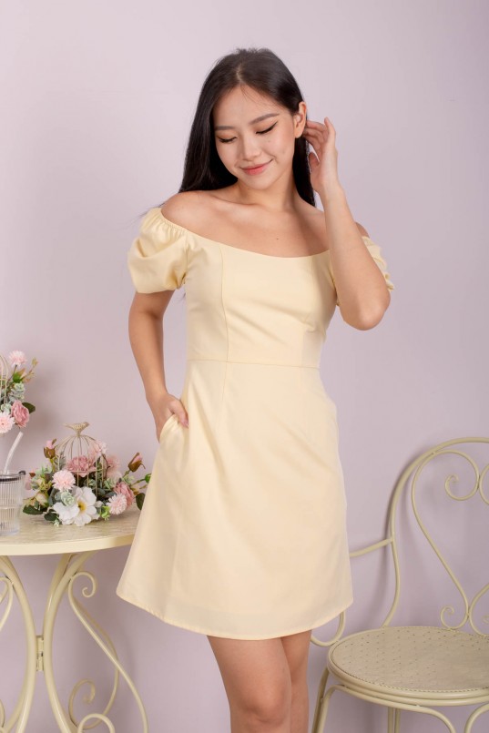 Ellenora Puff Dress in Yellow