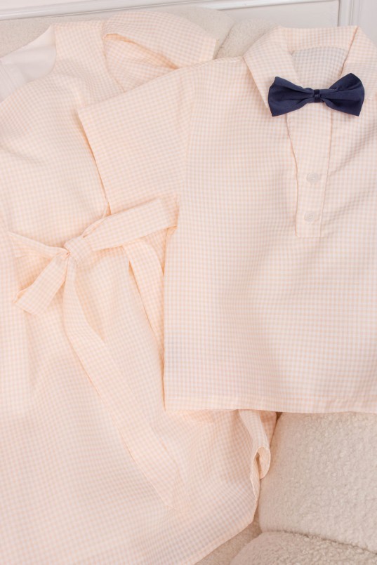 RESTOCK: Hanli Junior Gingham Dress in Apricot