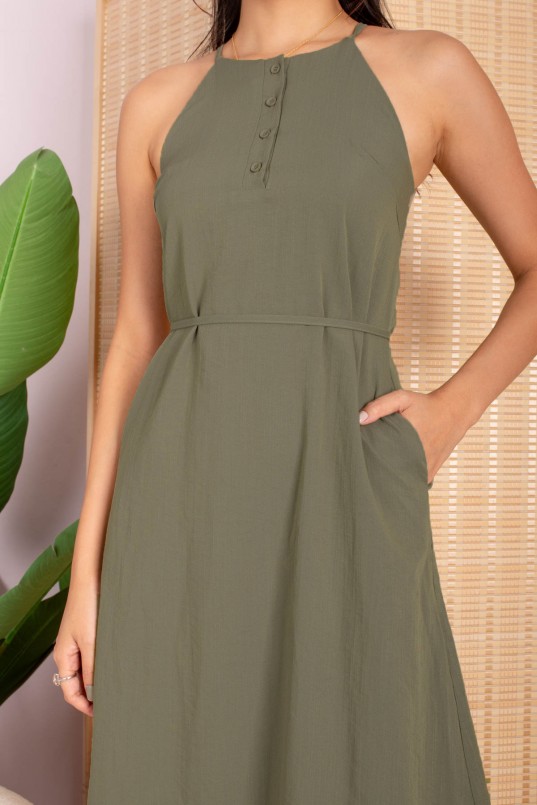 Peige Halter Swing Dress in Sage