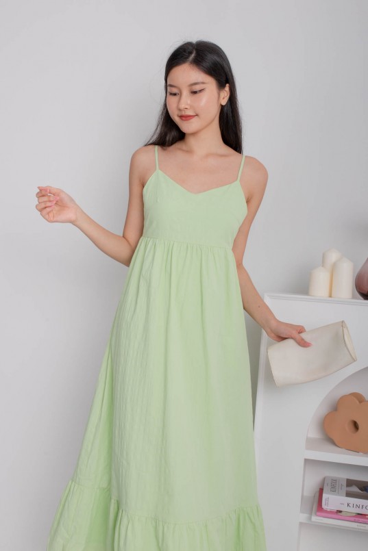 Kaelle Drop-Hem Maxi in Apple Green