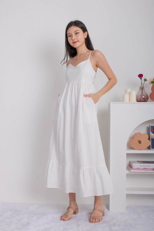 Kaelle Drop-Hem Maxi in White