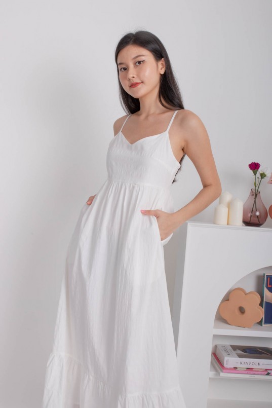 Kaelle Drop-Hem Maxi in White