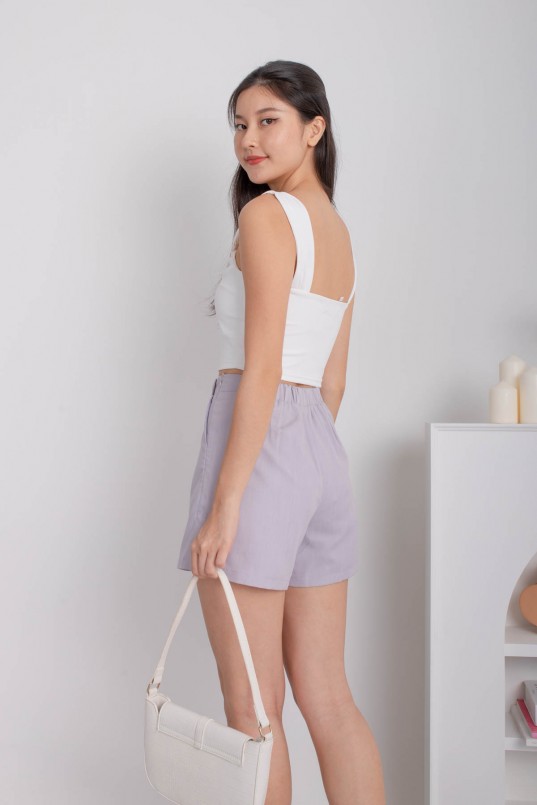 Kemper Side Button Shorts in Lilac
