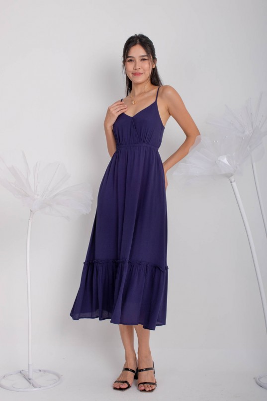 Dachelle Back Cut-Out Maxi in Navy