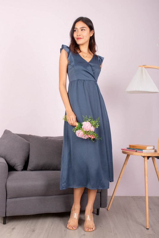 RESTOCK: Shalia Ruffle Wrap Dress in Teal