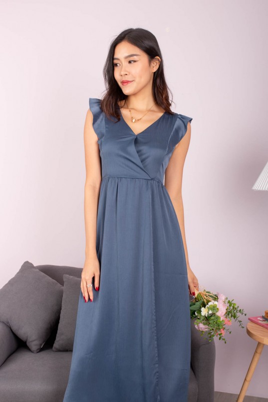 RESTOCK: Shalia Ruffle Wrap Dress in Teal