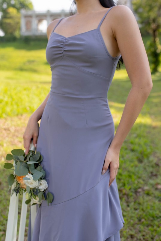 RESTOCK: Wyna Asymmetric Midi Dress in Blue