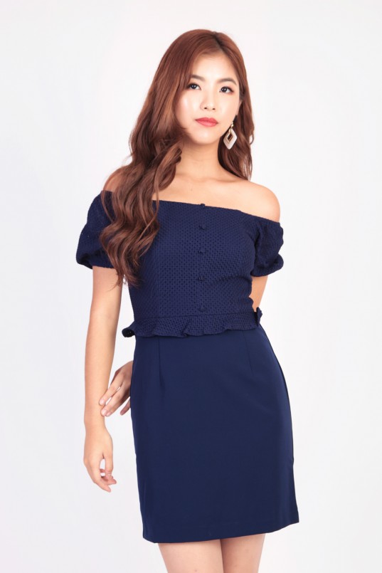 Raely Textured Workdress in Navy (MY)