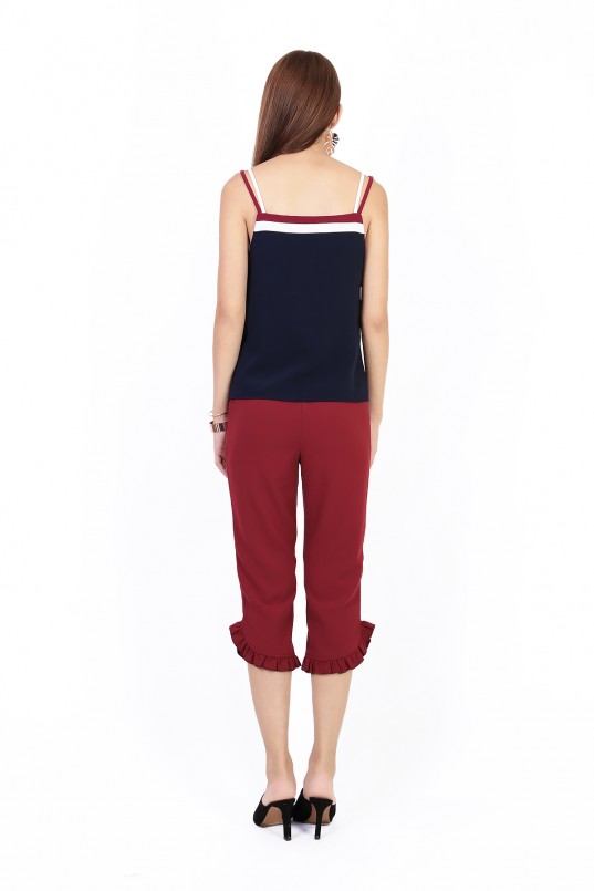 Blythe Ruffle Pants in Burgundy Red (MY)
