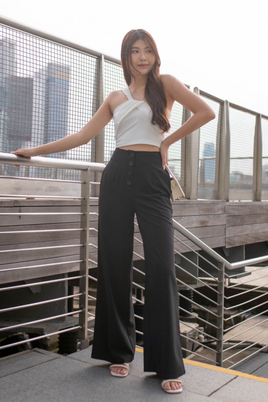 Bon Button Up Pants in Black