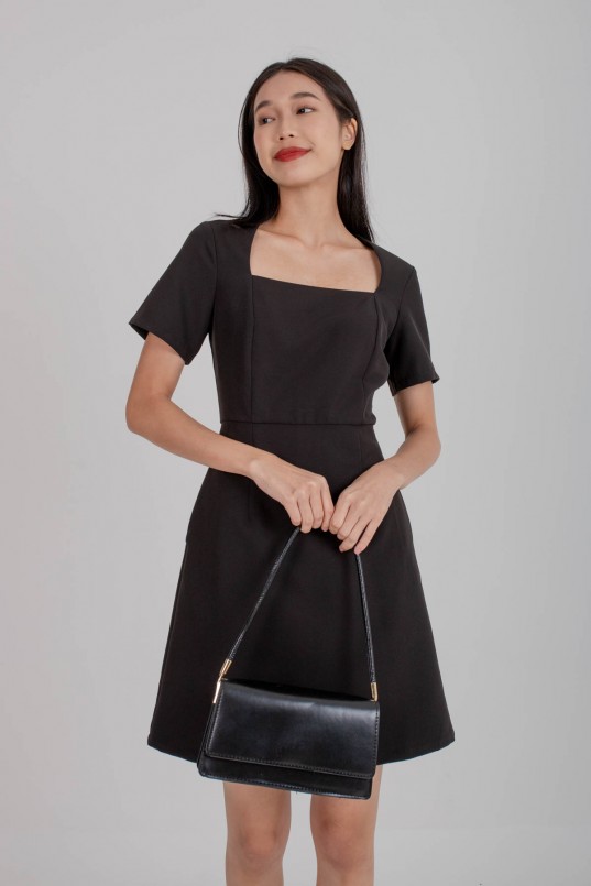 Dianca Square Neck Dress in Black