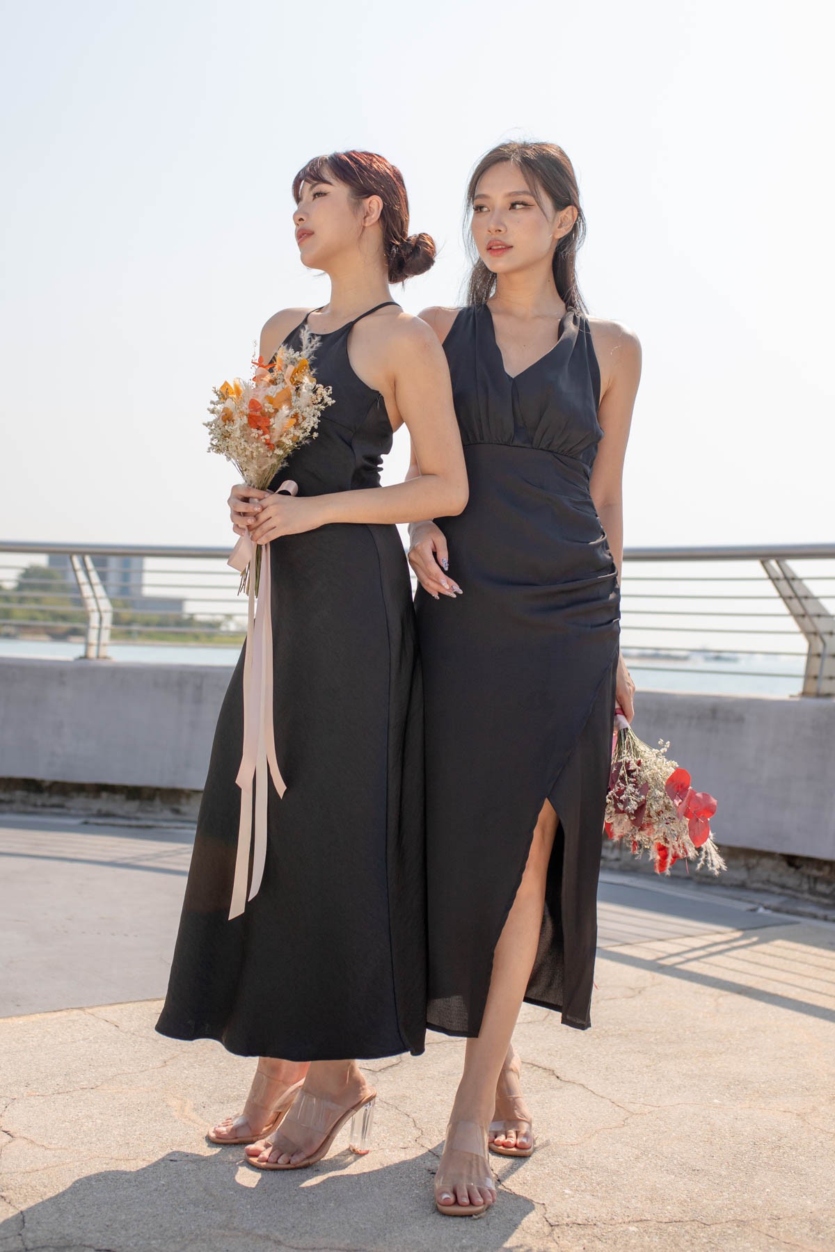 Napoleon Crossback Overlap Dress in Black