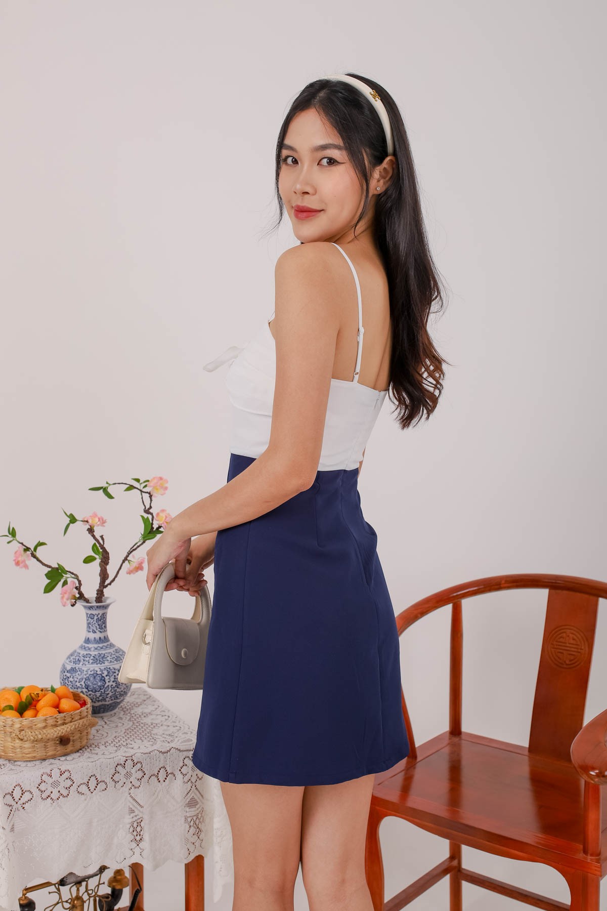 Carris Colourblock Cami Dress in Navy