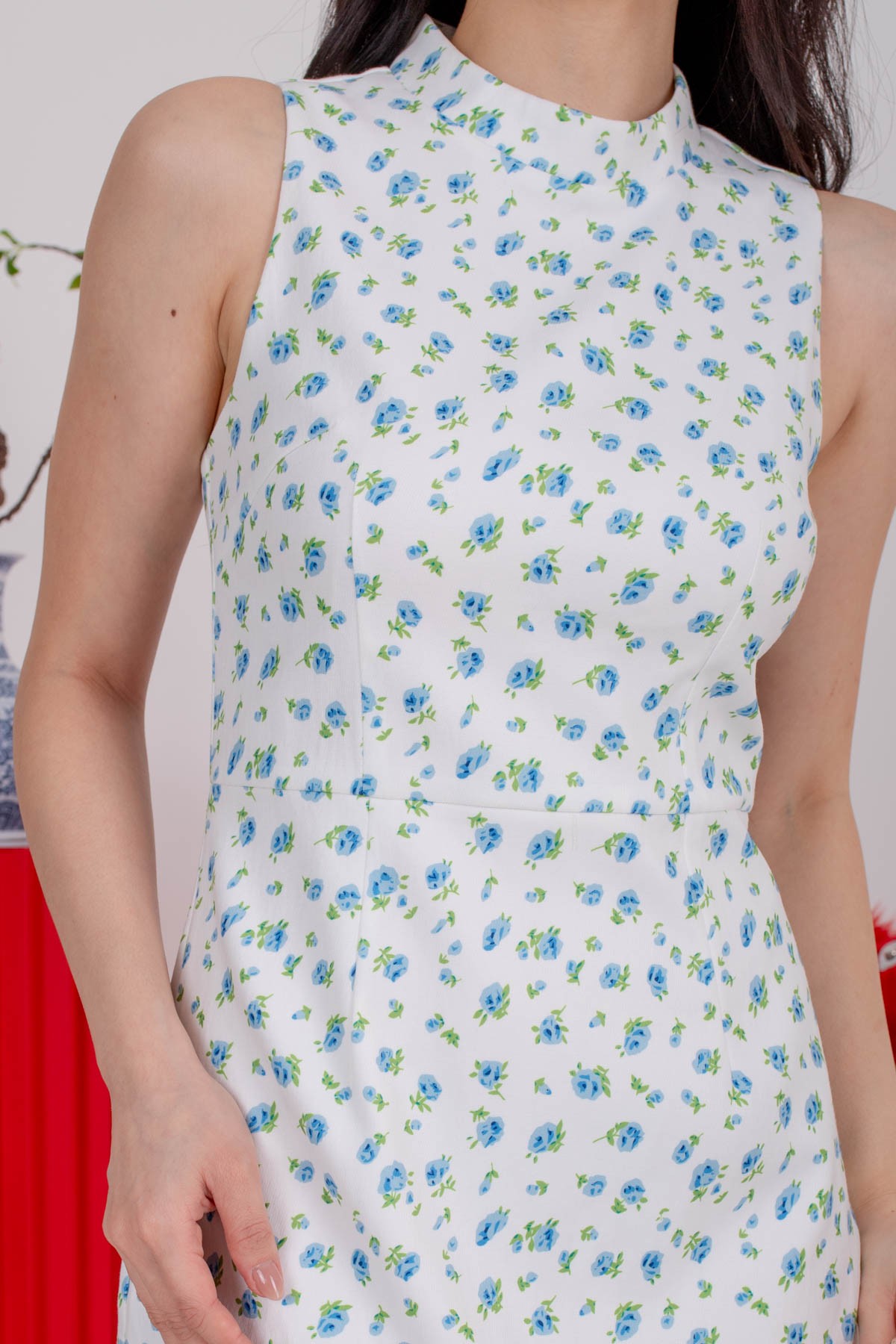 RESTOCK: Kaori Floral Drop Hem Cheongsam in Blue