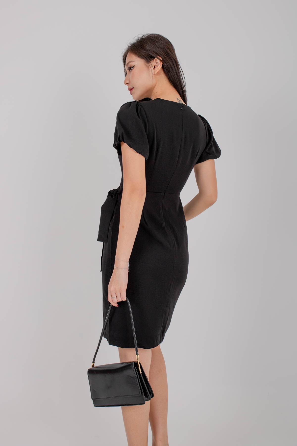 Mireille Wrap Work Dress in Black
