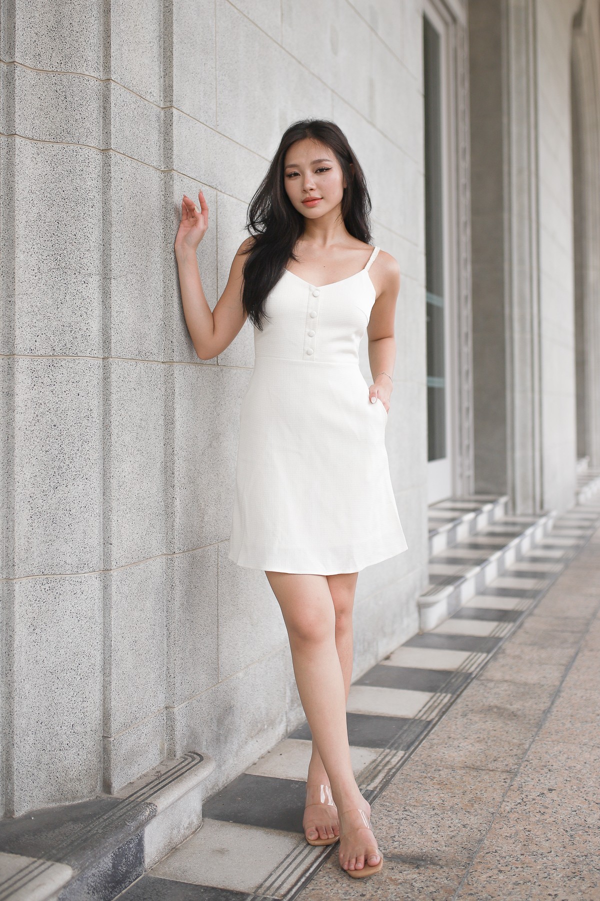 Halina Textured Dress in Butter