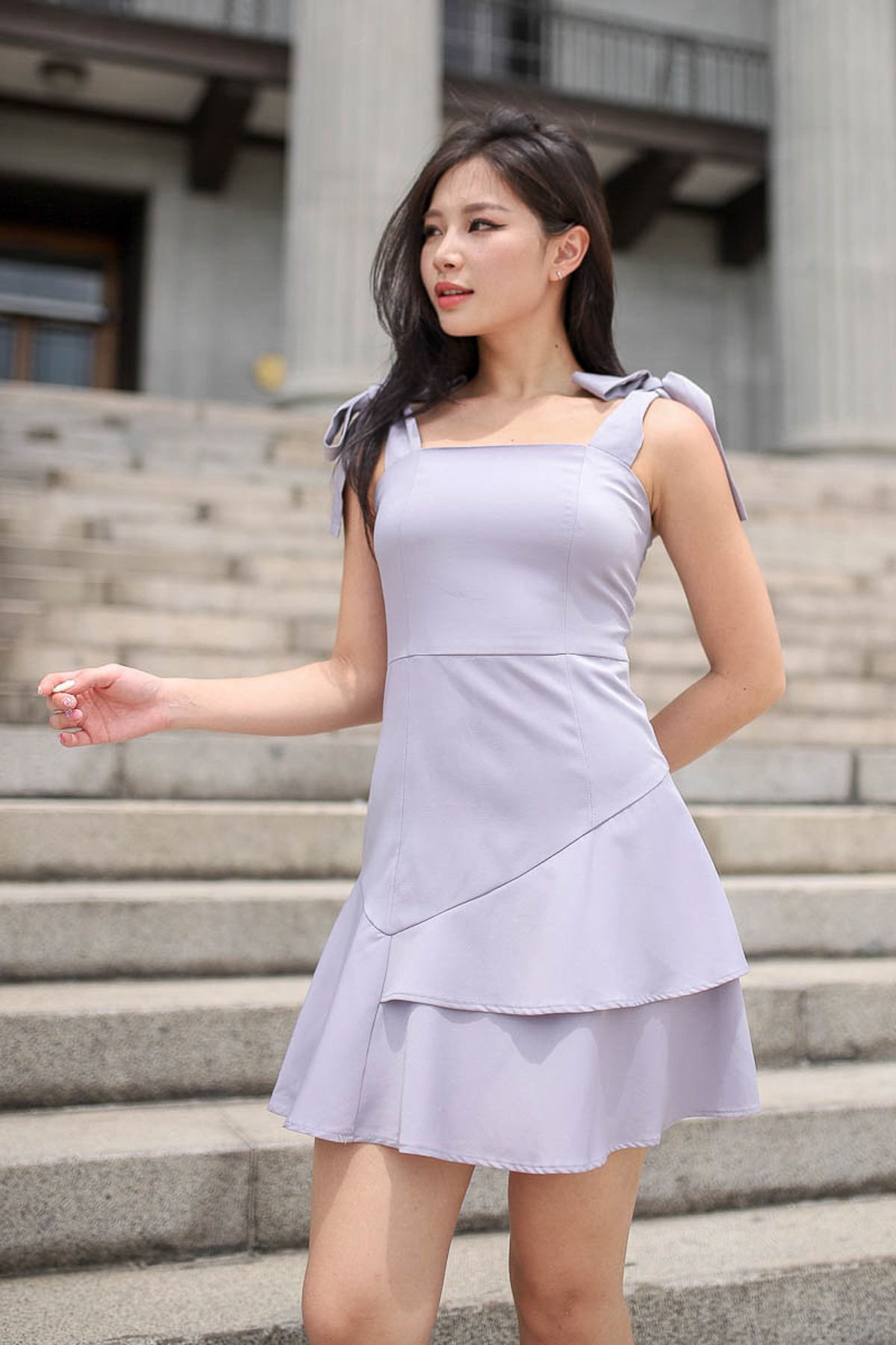 Kaelani Tie-Strap Dress in Lilac