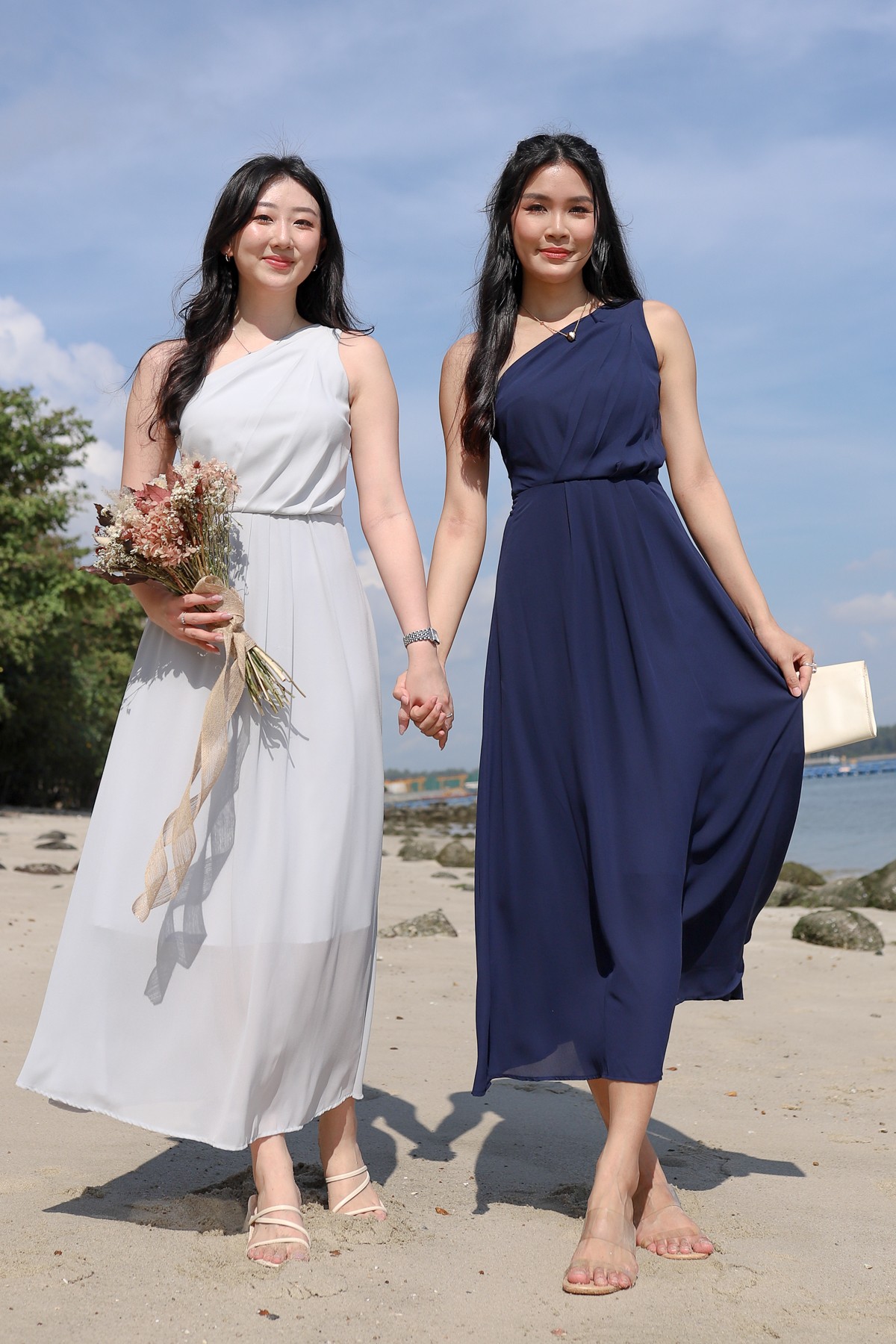 Junia Toga Off-Shoulder Dress in Platinum