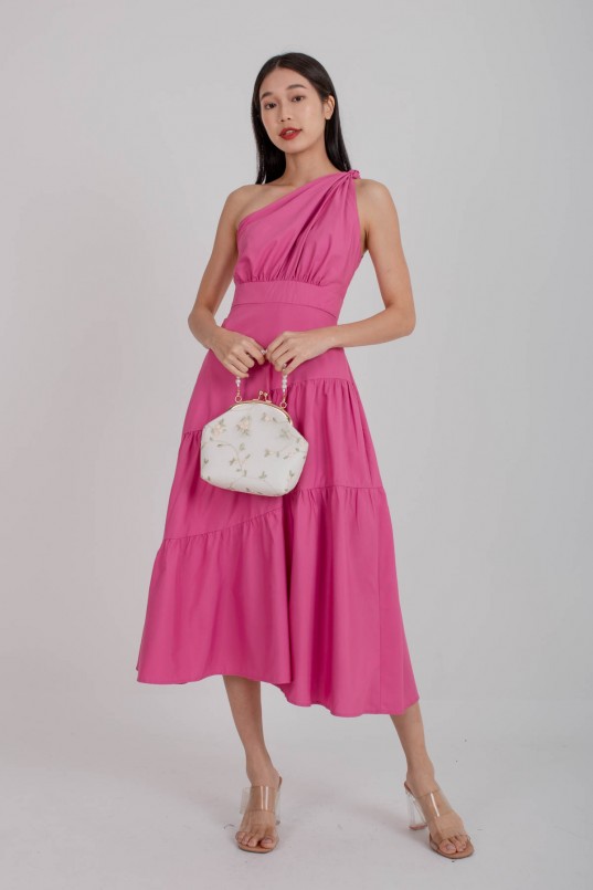 RESTOCK2: Wenna Toga Tiered Dress in Fuchsia