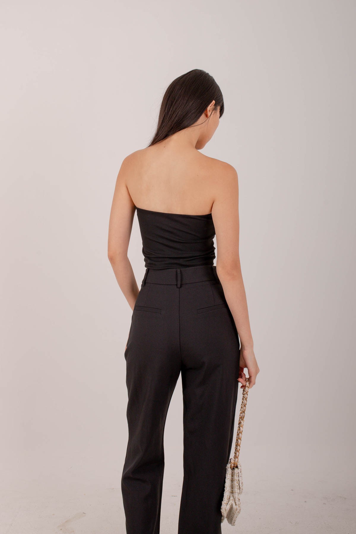 Kayley Ruched Tube Top in Black