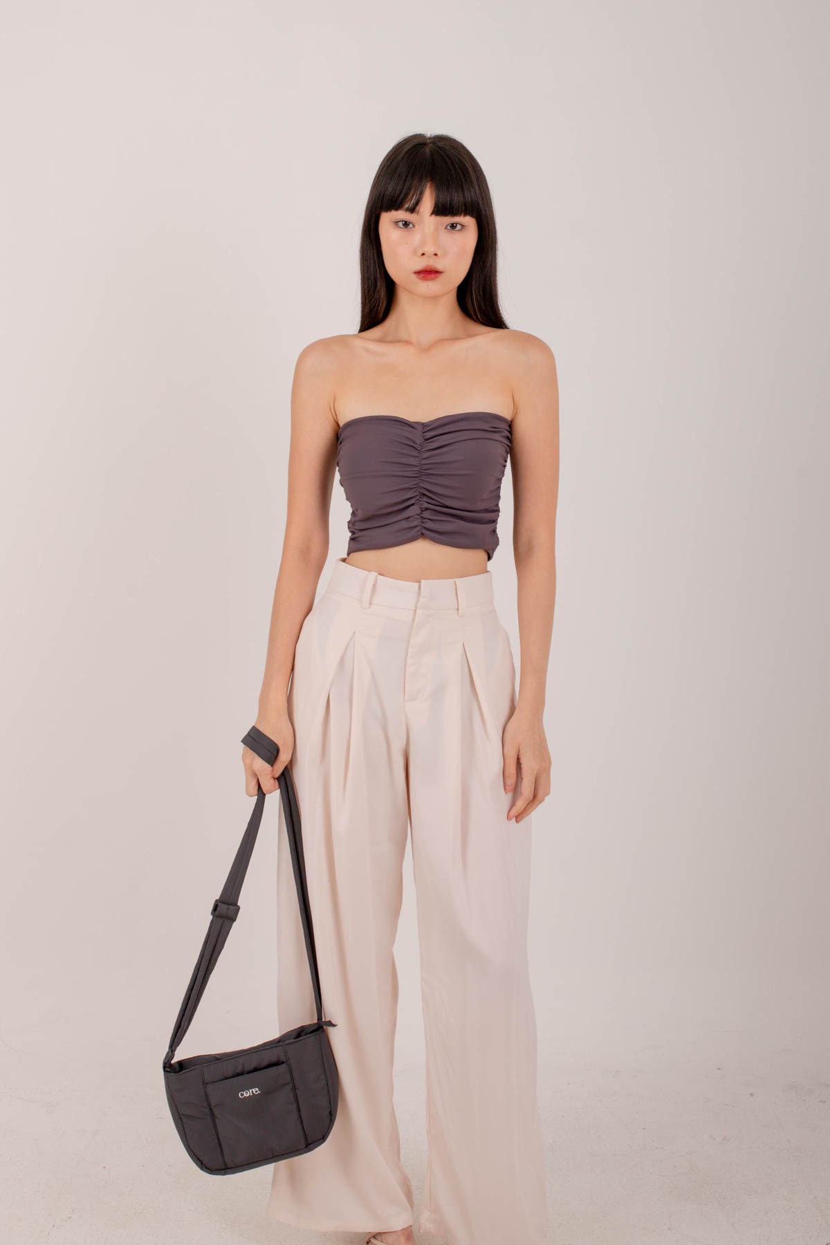 Kayley Ruched Tube Top in Graphite