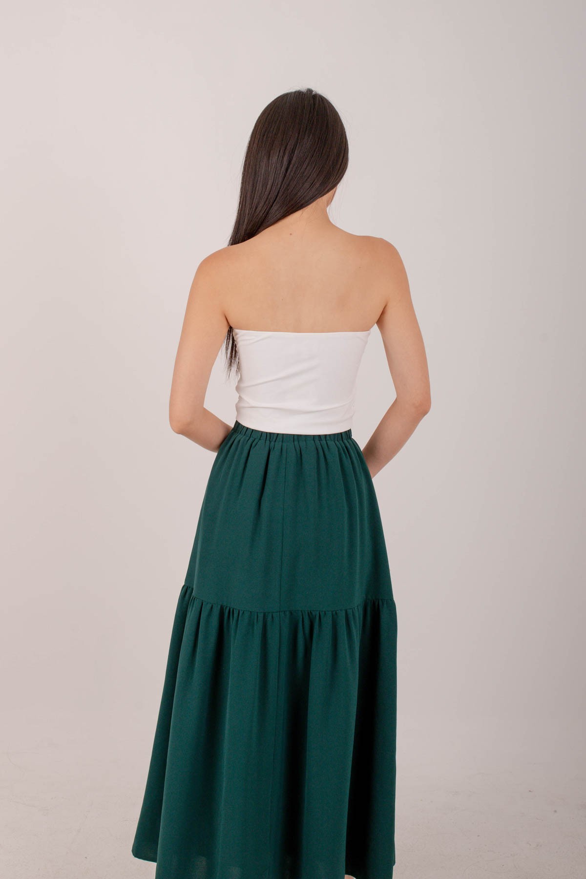 Kayley Ruched Tube Top in White