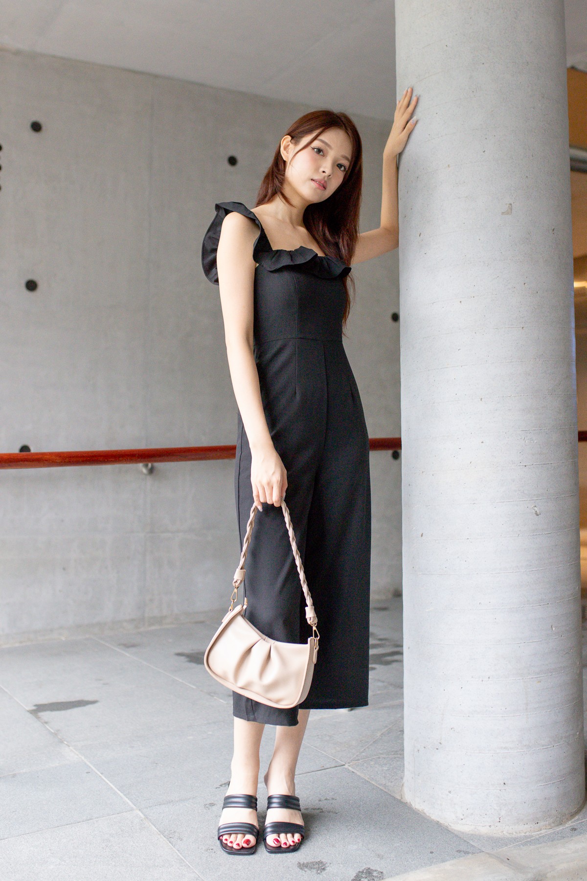 Zoelle Ruffle Jumpsuit in Black